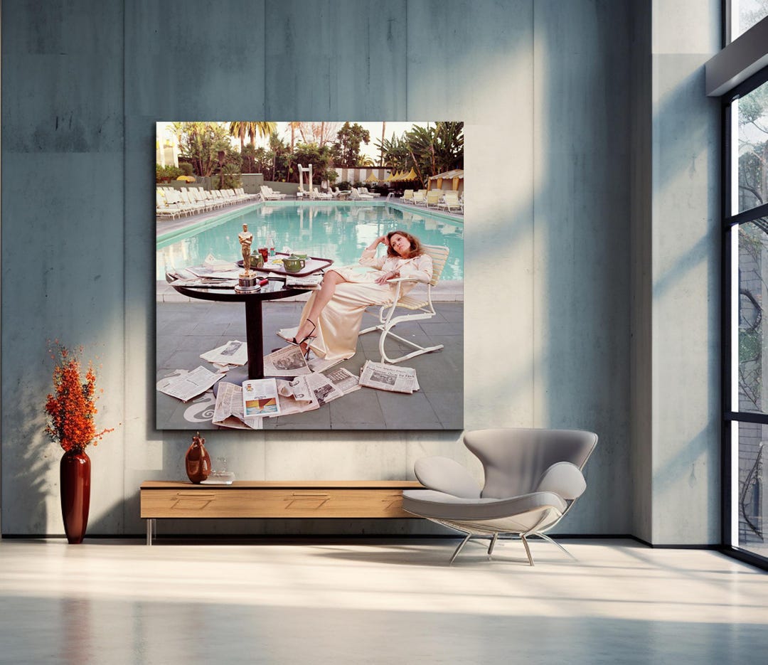 Faye Dunaway Oscar Ennui Canvas Wall Art - Beverly Hills Hotel Pool Los ...