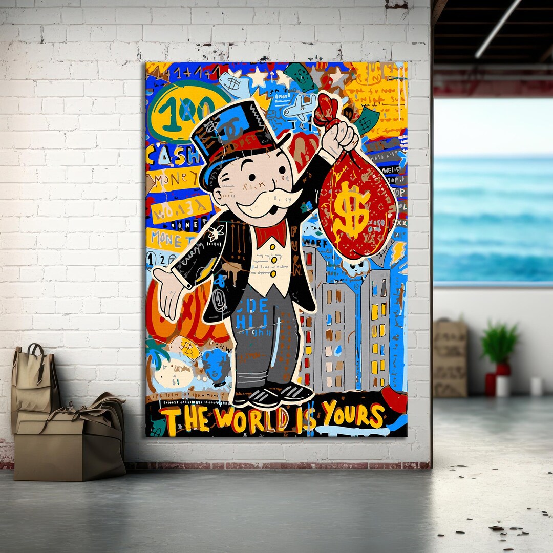 Monopoly Man Fashion Unique Modern Painting Abstract Framed Canvas Wall ...