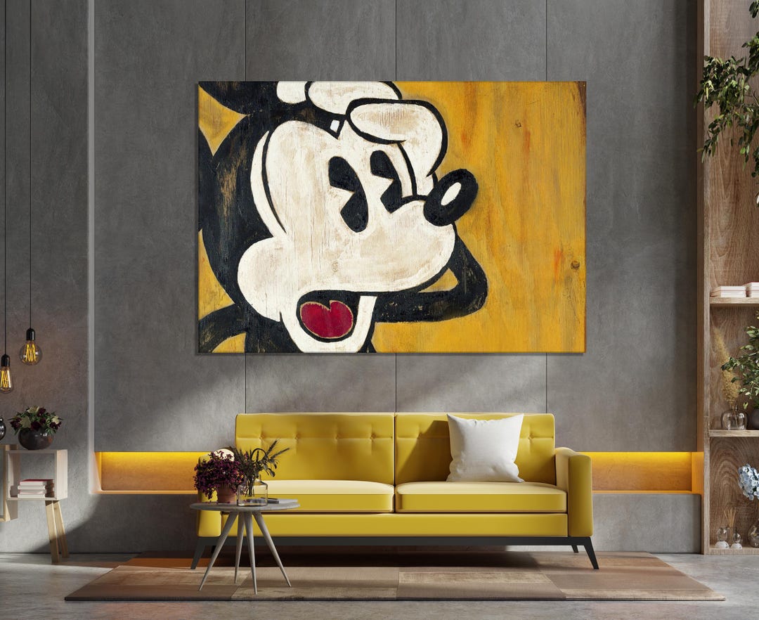 Mickey Mouse Vintage Canvas Wall Art, Mickey Pop Art Canvas, Vintage ...