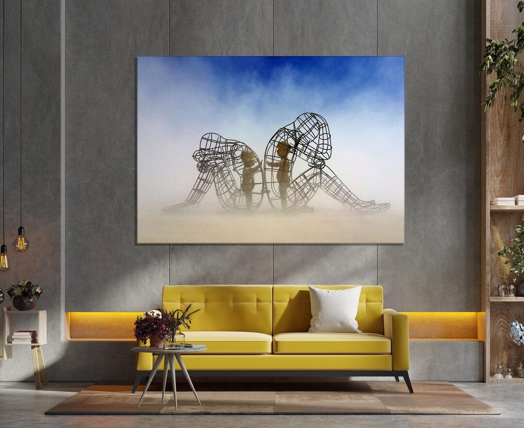 Two People Turning Their Backs on Each Other at Burning Man Canvas Wall ...