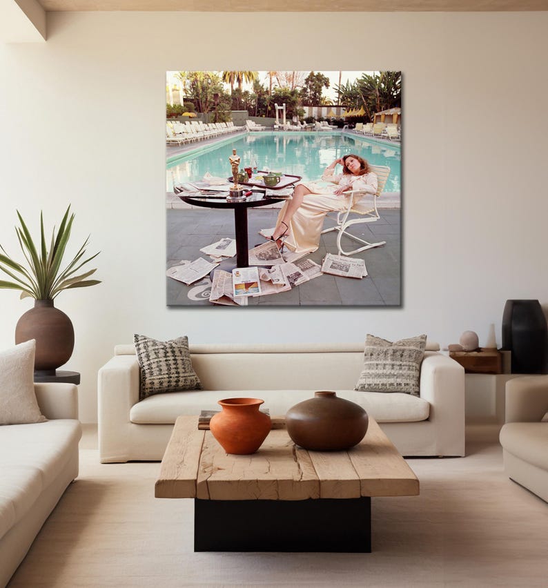 Faye Dunaway Oscar Ennui Canvas Wall Art - Beverly Hills Hotel Pool Los ...