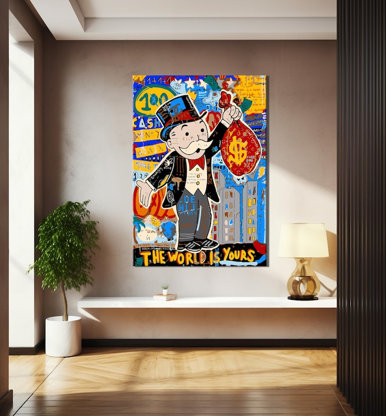 Monopoly Man Fashion Unique Modern Painting Abstract Framed Canvas Wall ...
