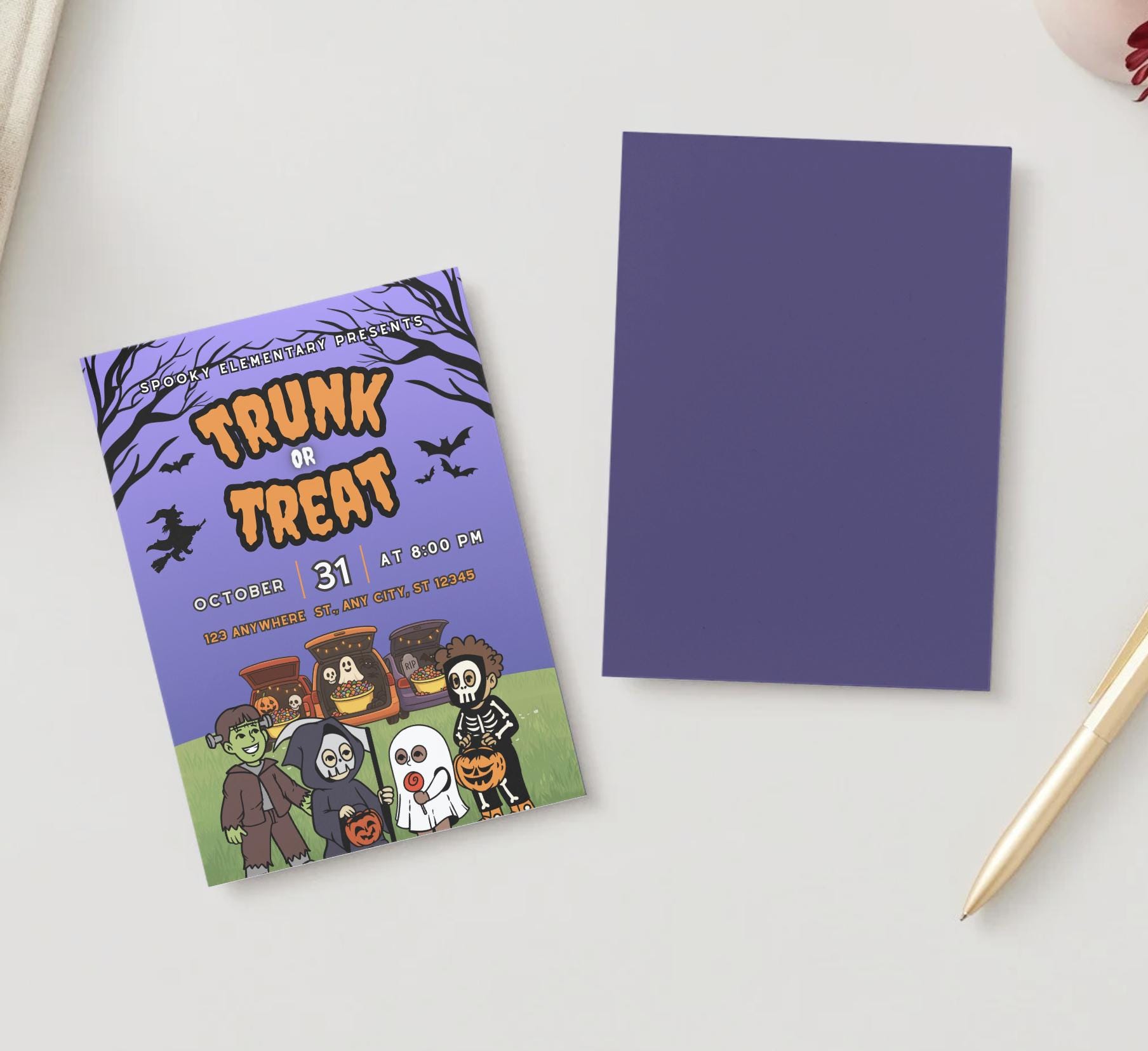 Trunk-or-treat Halloween Flyer Template (editable in Canva) - Etsy