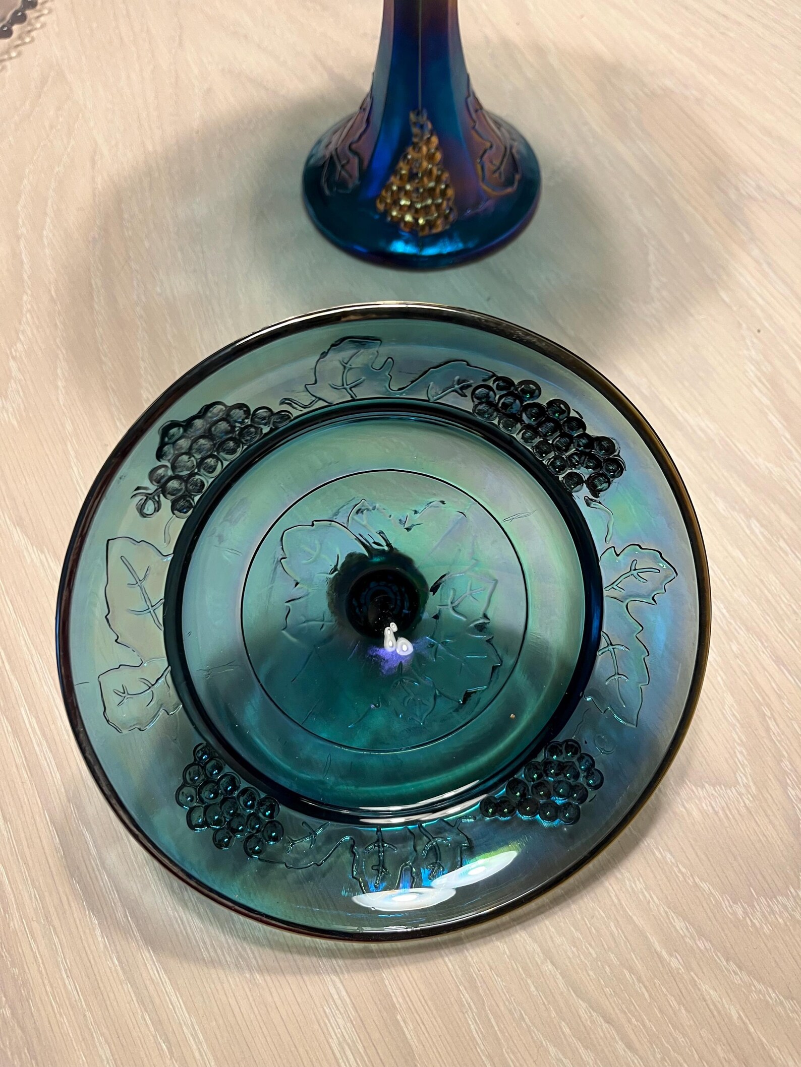 Vintage Indiana Carnival Glass Compote With Lid: Rare 1960s ...