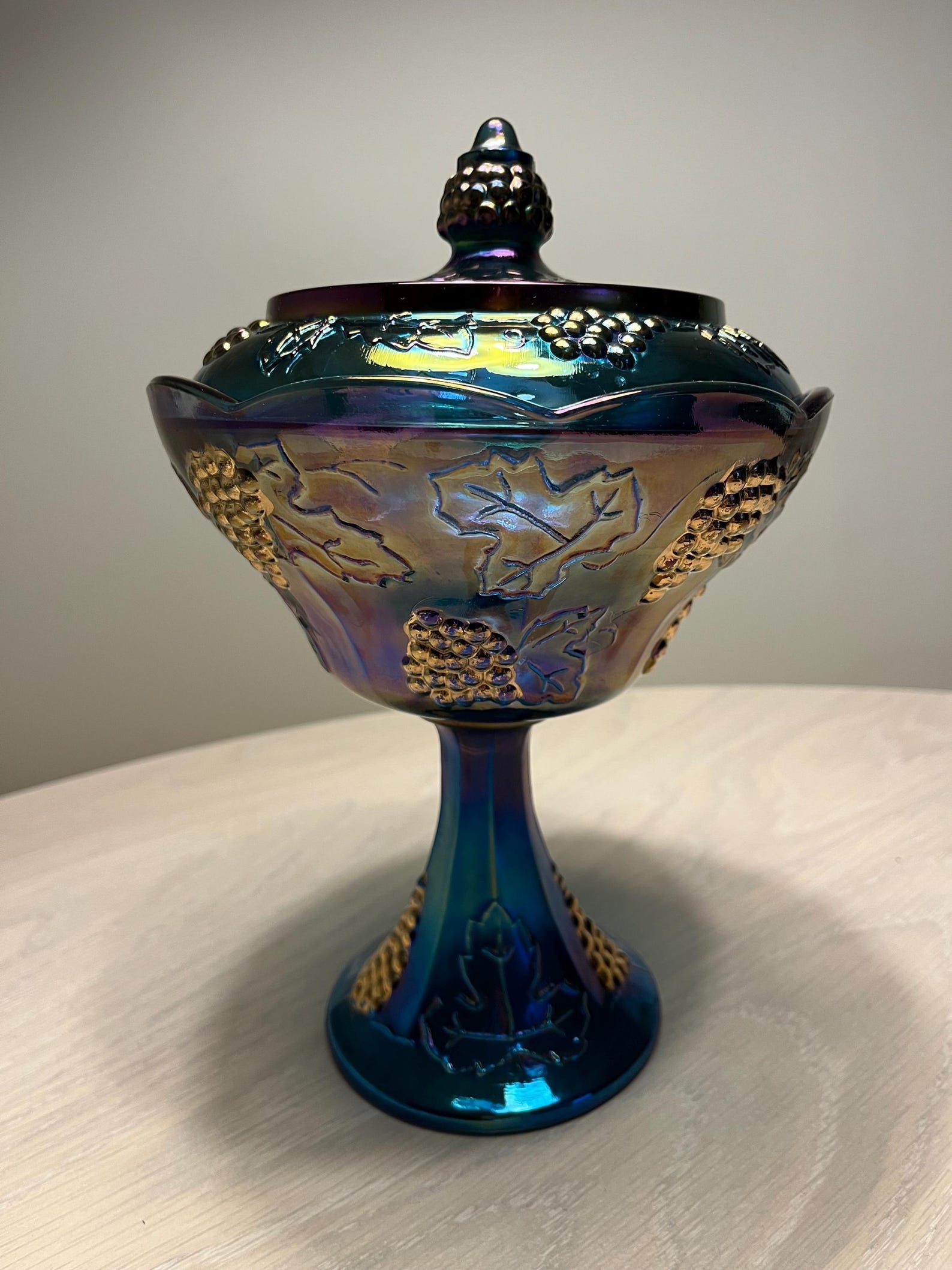 Vintage Indiana Carnival Glass Compote With Lid: Rare 1960s ...