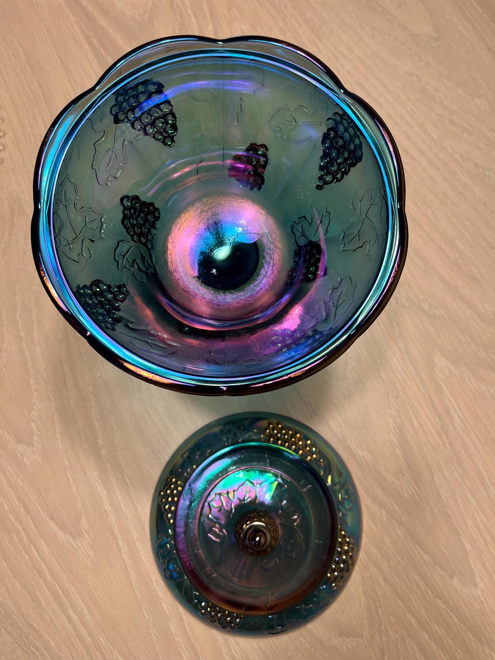 Vintage Indiana Carnival Glass Compote With Lid: Rare 1960s ...