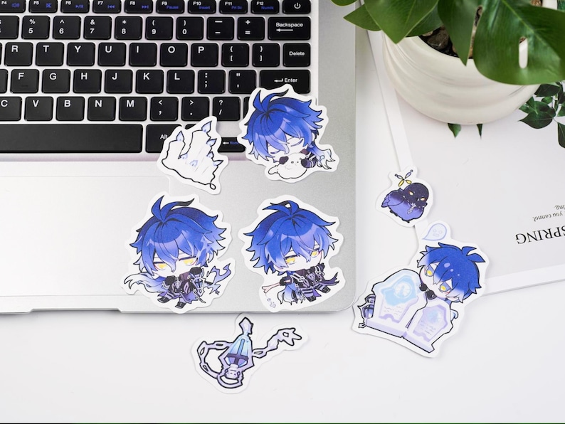 Genshin Impact Flins Waterproof Thick Sticker Set - Chibi Character ...