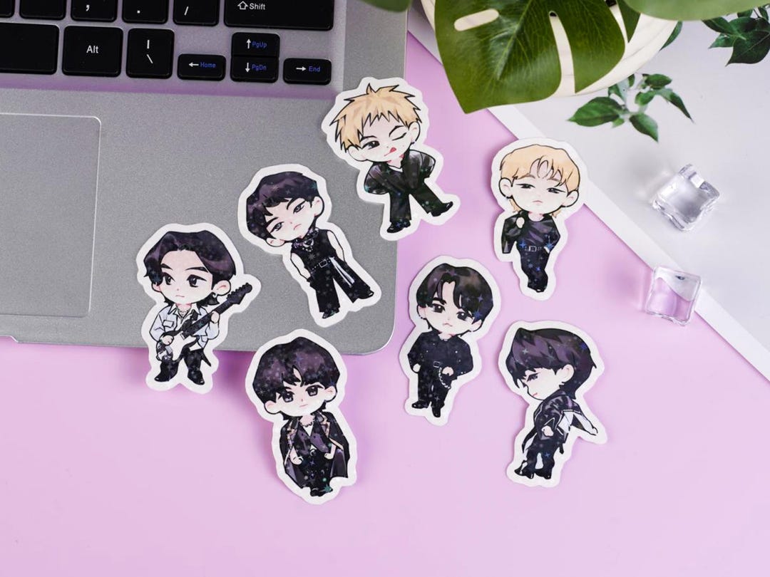 BTS Glitter Waterproof Sticker Set | 7 Chibi K-pop Members Vinyl Decals ...