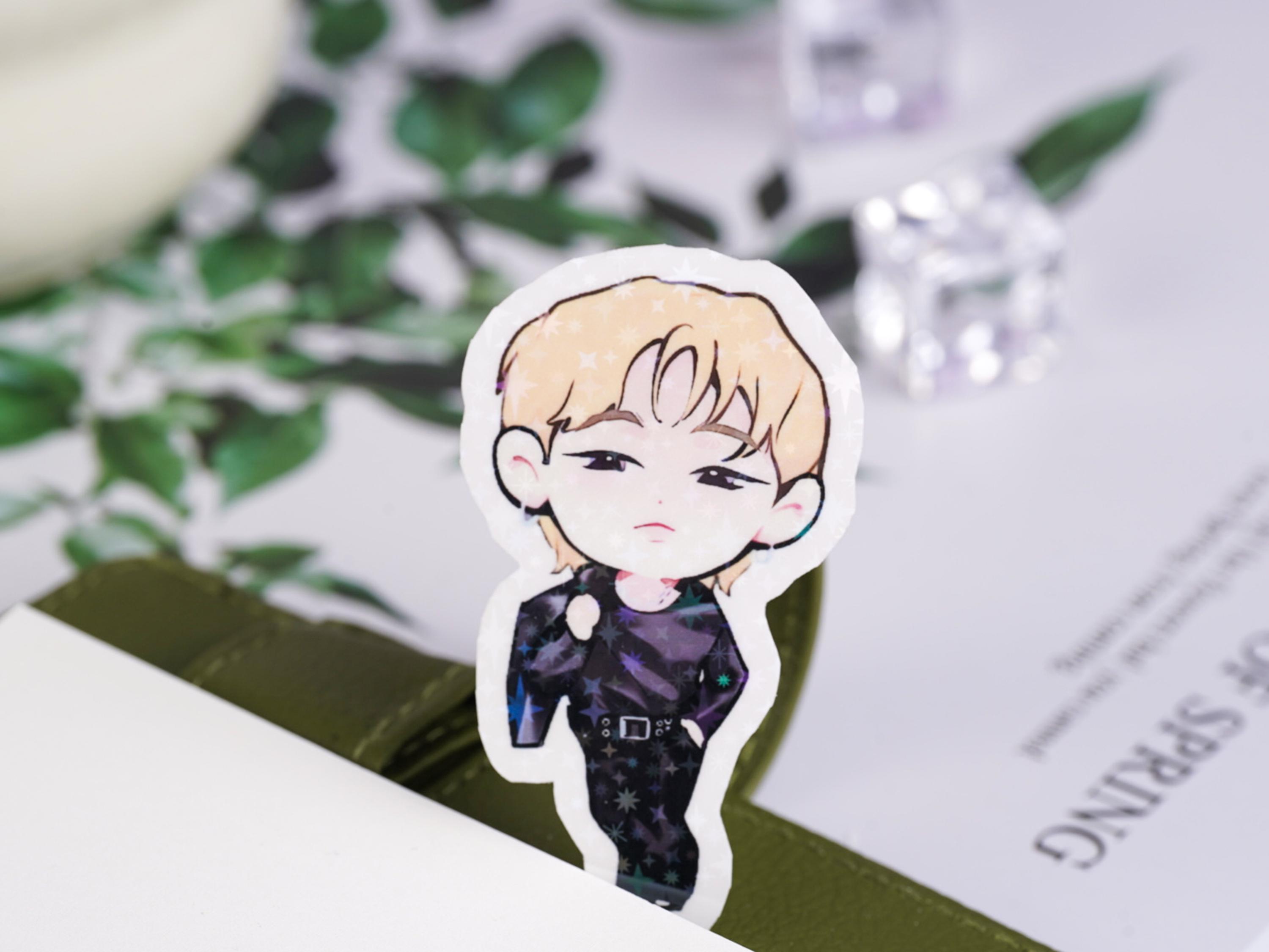 BTS Glitter Waterproof Sticker Set | 7 Chibi K-pop Members Vinyl Decals ...