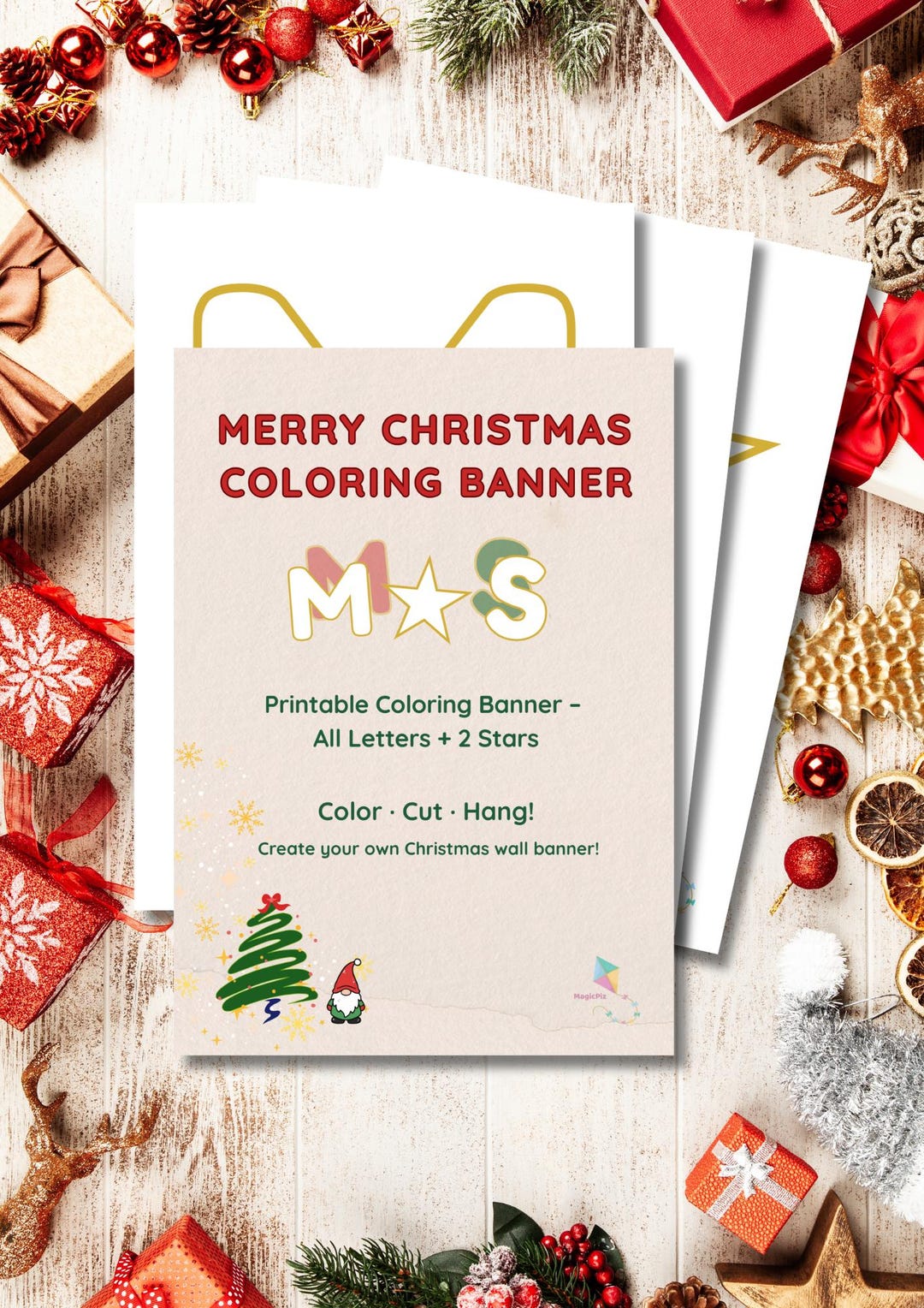 Christmas Coloring Banner Printable • Merry Christmas Letters to Color ...