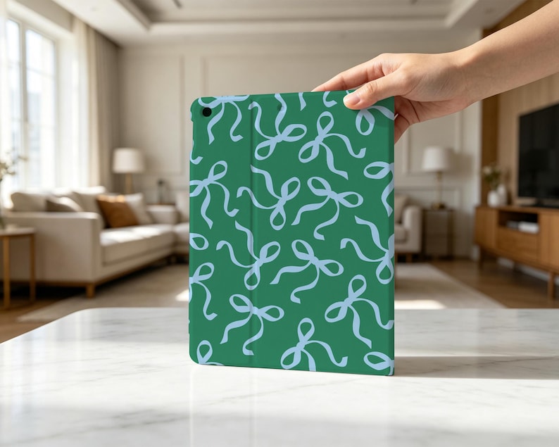 Coquette Bow Pattern iPad Case, Ribbon Print Tablet Cover for Women ...