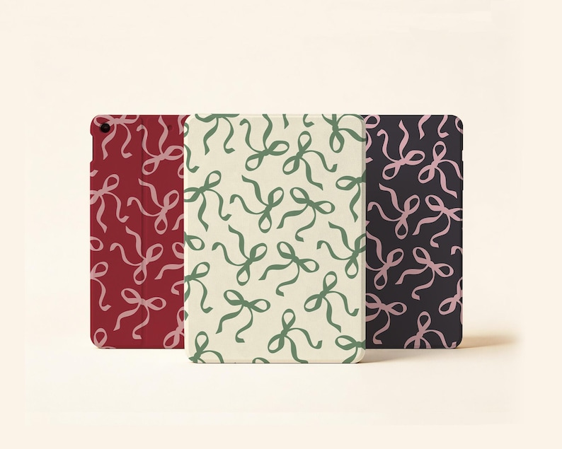Coquette Bow Pattern iPad Case, Ribbon Print Tablet Cover for Women ...