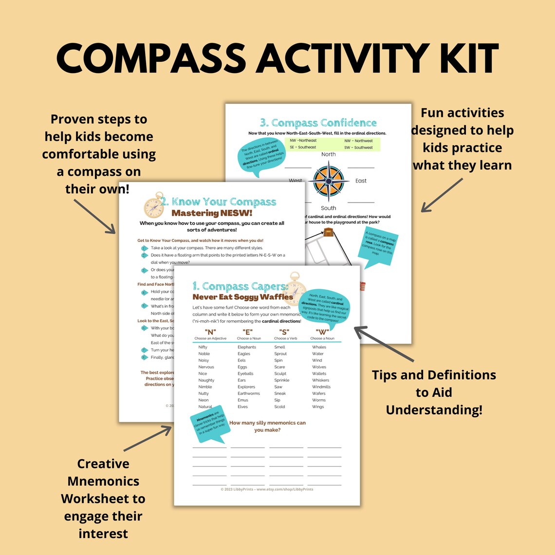 Compass Activity Kit - Kids Compass Activity | Outdoor Nature ...