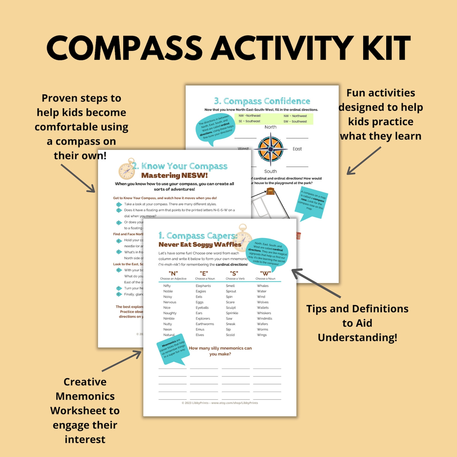 Compass Activity Kit - Kids Compass Activity | Outdoor Nature ...