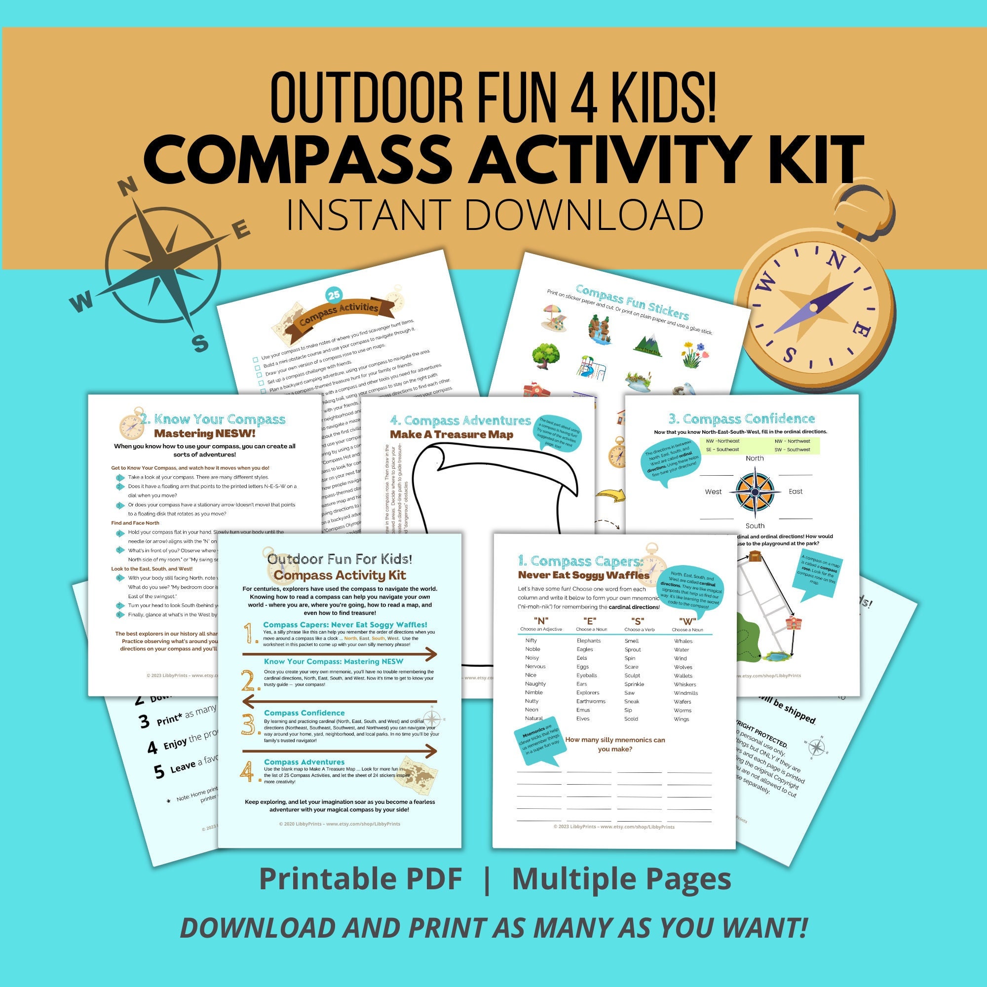 Compass Activity Kit - Kids Compass Activity | Outdoor Nature ...