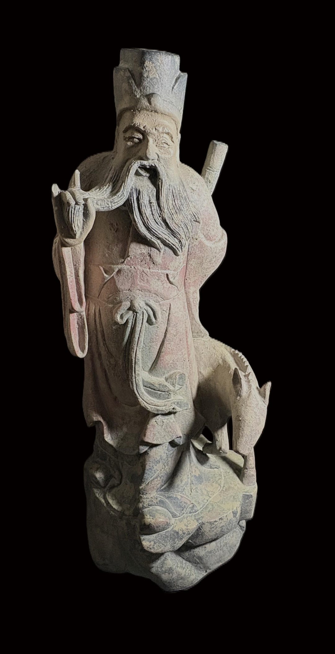 Vintage Chinese Resin Statue – Bearded Sage With Scroll & Staff – 26 ...