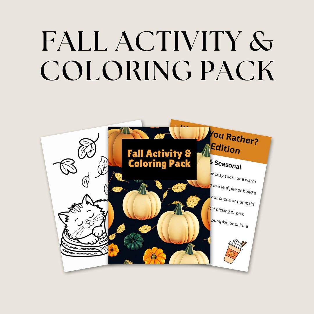 Fall Activity and Coloring Pack | Kids Autumn Pumpkin Coloring Pages ...