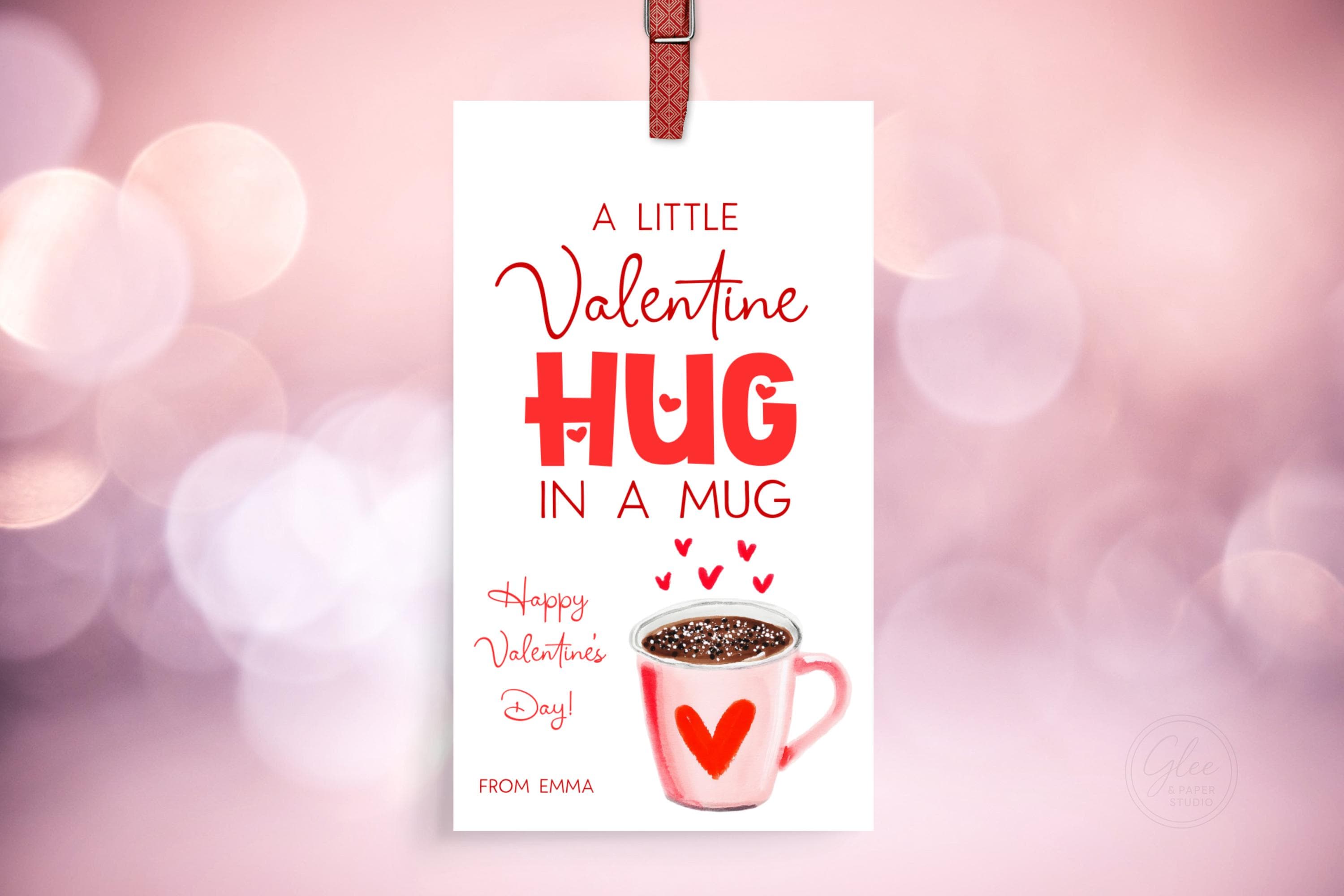 Editable Hug in a Mug Valentine Tag, Coffee Valentine Favor Gift Tag - Etsy