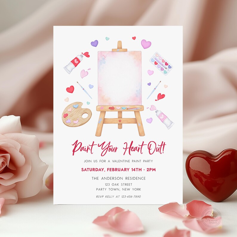 Paint Your Heart Out Invitation | Valentine Paint Party Invite - Etsy