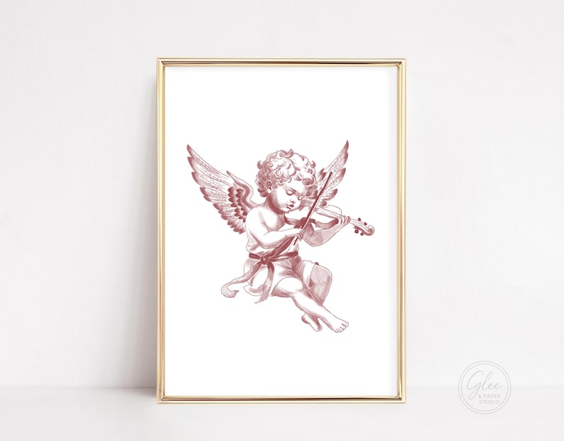 Angel Violin Wall Art Printable, Vintage Cherub Music Art - Etsy