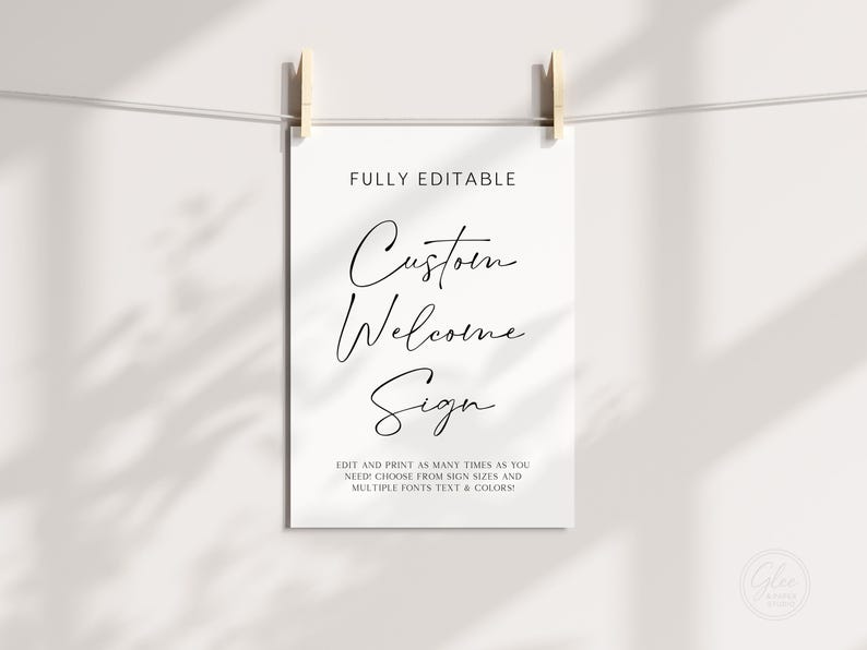 Editable Welcome Sign Poster, Printable Modern Minimalist Wedding Baby ...