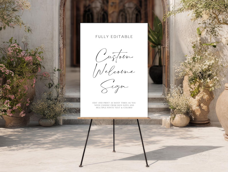 Editable Welcome Sign Poster, Printable Modern Minimalist Wedding Baby ...