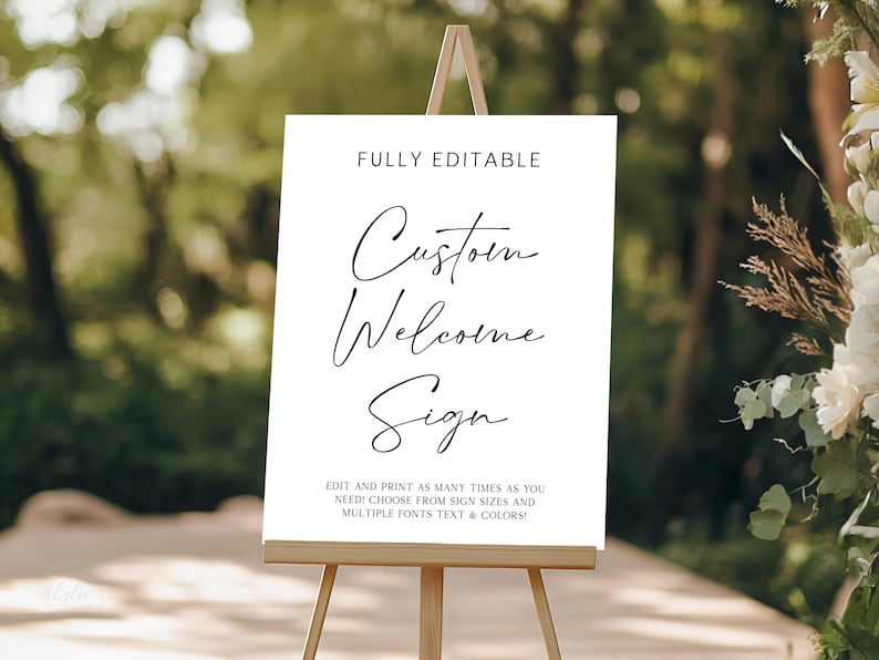 Editable Welcome Sign Poster, Printable Modern Minimalist Wedding Baby ...