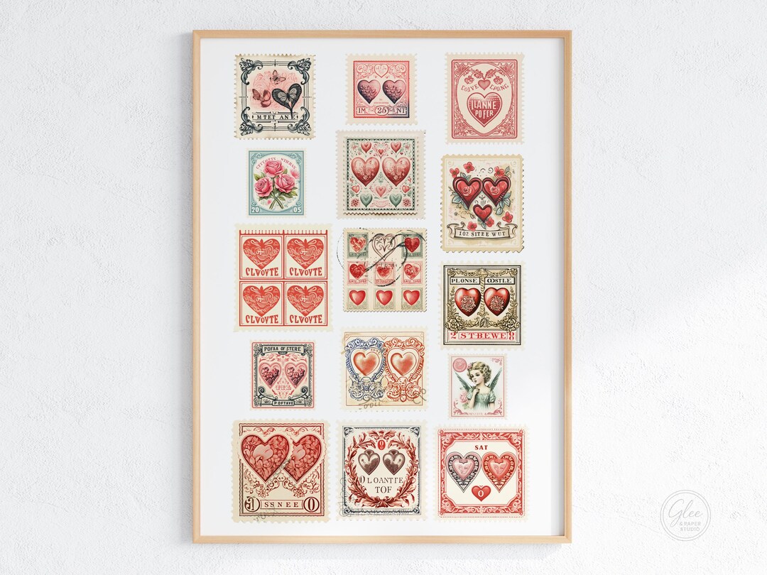 Vintage Valentine Stamp Wall Art Printable, Romantic Postage Art - Etsy