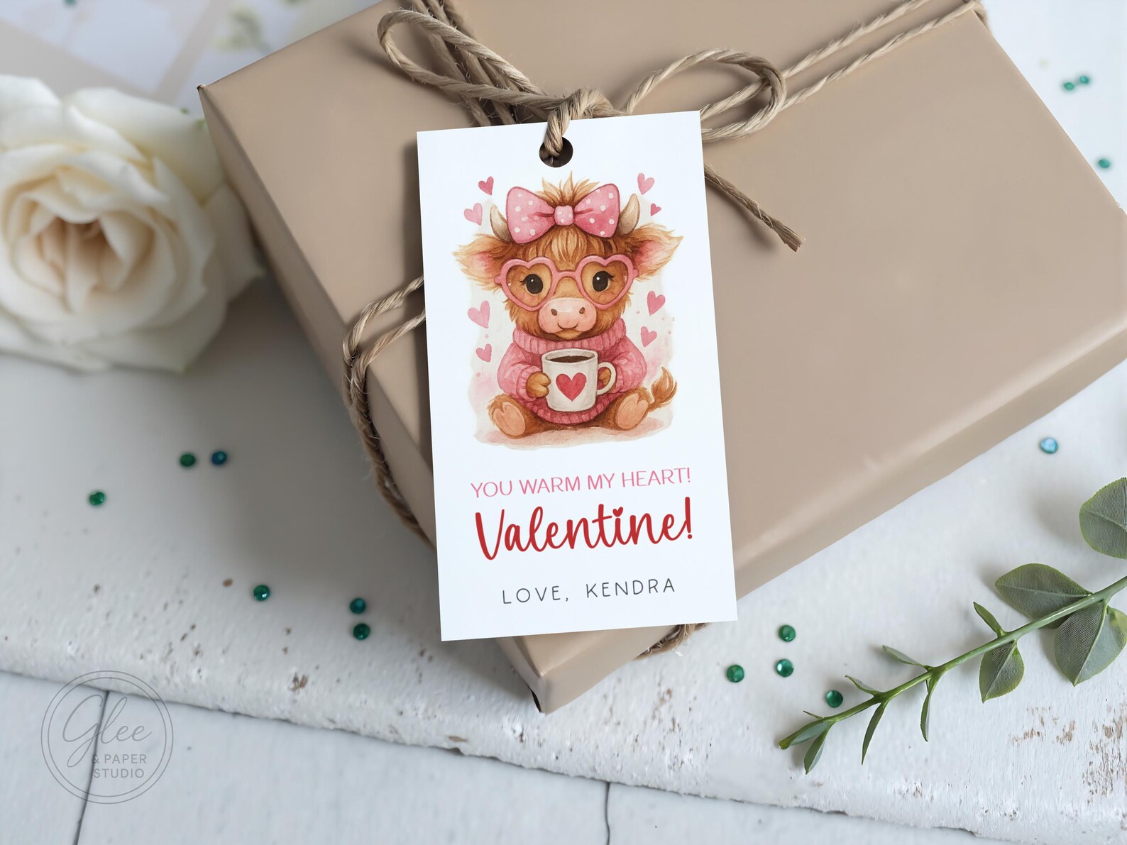 Editable Highland Cow Valentine Tag • Printable Favor Tag - Etsy