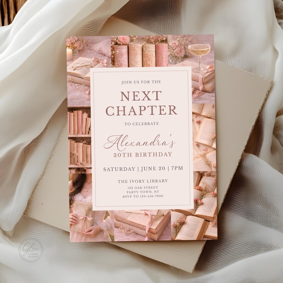 Next Chapter Birthday Invitation Template, Bookish Birthday Invite ...
