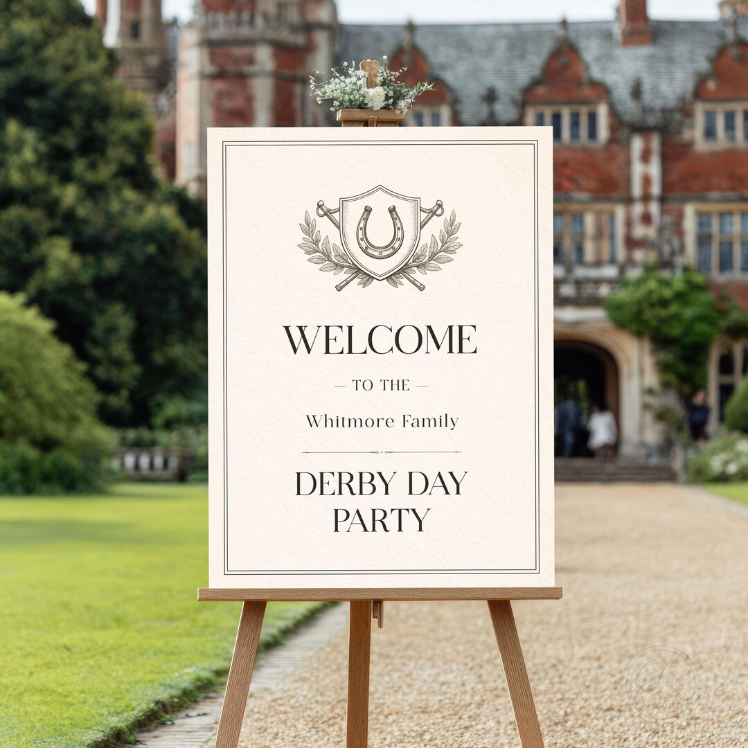 Kentucky Derby Welcome Sign Template, Equestrian Crest, Editable Party ...