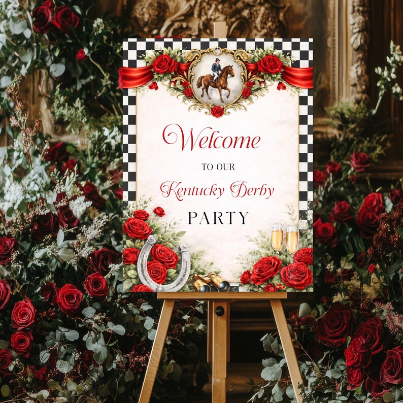 Kentucky Derby Welcome Sign, Jockey Crest, Roses (editable Corjl ...