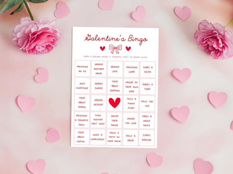 Editable Galentine’s Bingo Game, Valentine Party Bingo, Girls Night ...