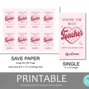 Editable Teacher Valentine Tag, Classroom Valentine Favor - Etsy