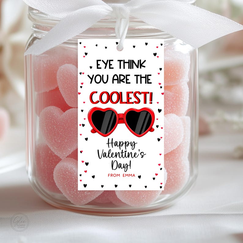 Coolest Valentine Tag Template, Sunglasses Favor (digital Download) - Etsy