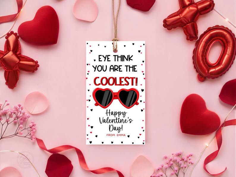 Coolest Valentine Tag Template, Sunglasses Favor (digital Download) - Etsy