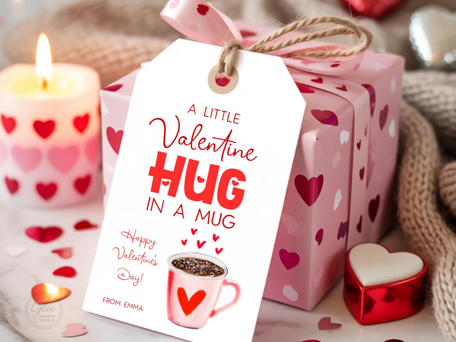 Editable Hug in a Mug Valentine Tag, Coffee Favor (digital) - Etsy