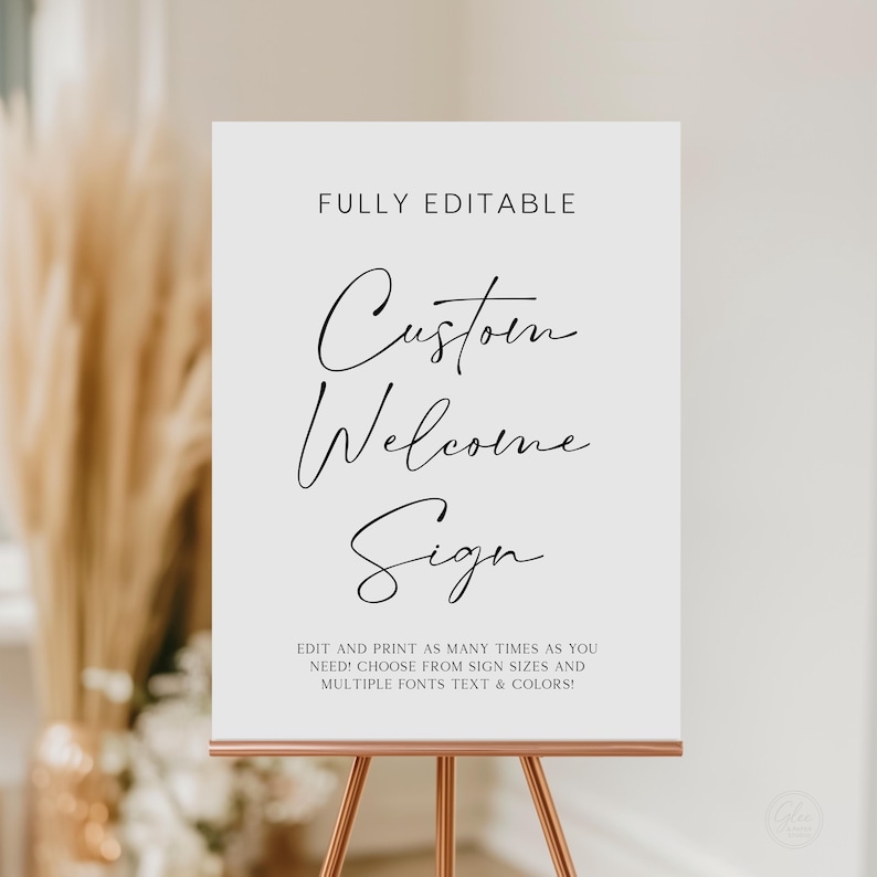 Editable Welcome Sign Poster, Printable Modern Minimalist Wedding Baby ...
