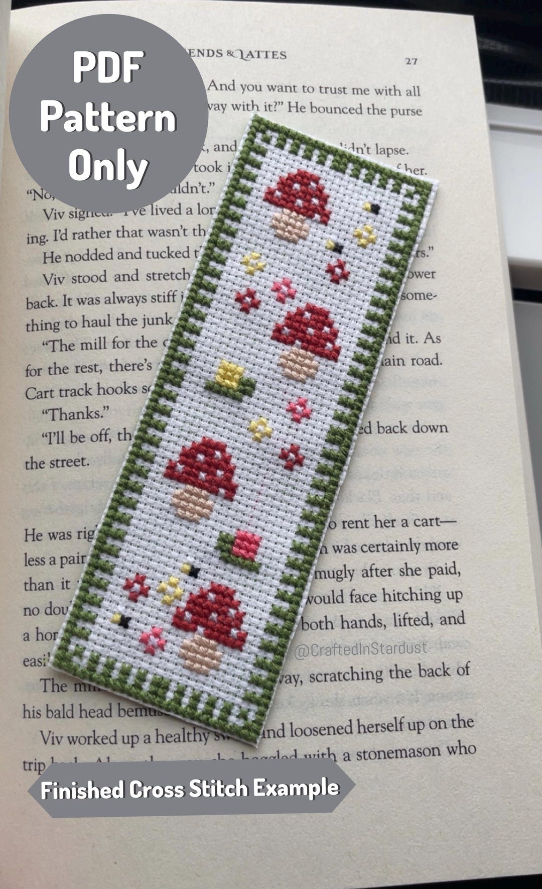 Mushroom Cross Stitch Bookmark Pattern (beginer Friendly, DIGITAL ...