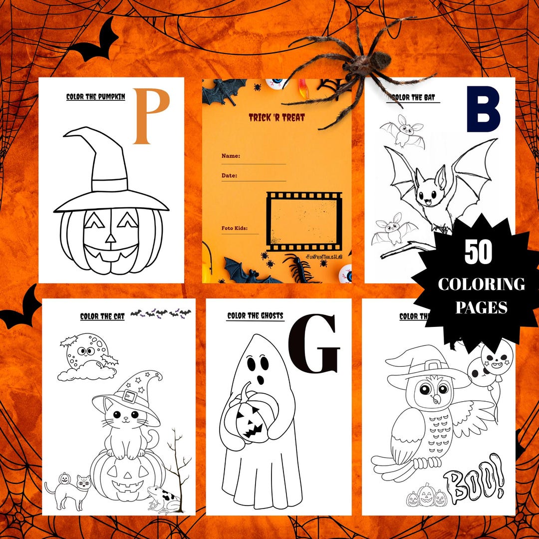 Halloween Activity Pack for Kids. Printable Coloring Pages, Worksheets ...