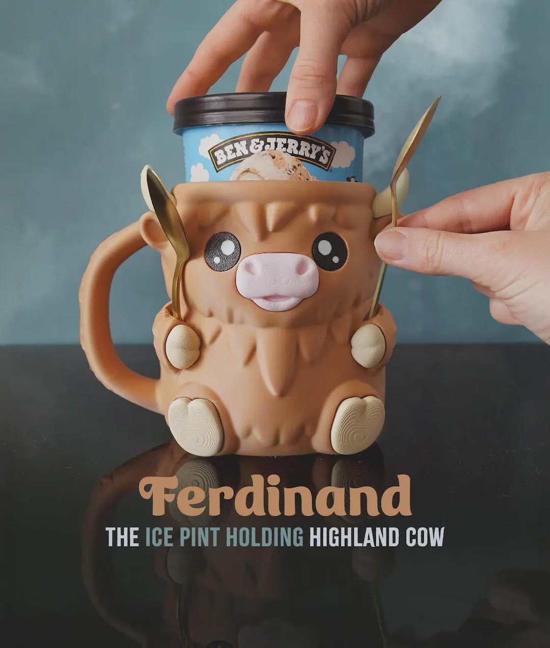 Ferdinand, the Highland Cow Ice Pint Holder – 3D Printed Cow Drink ...