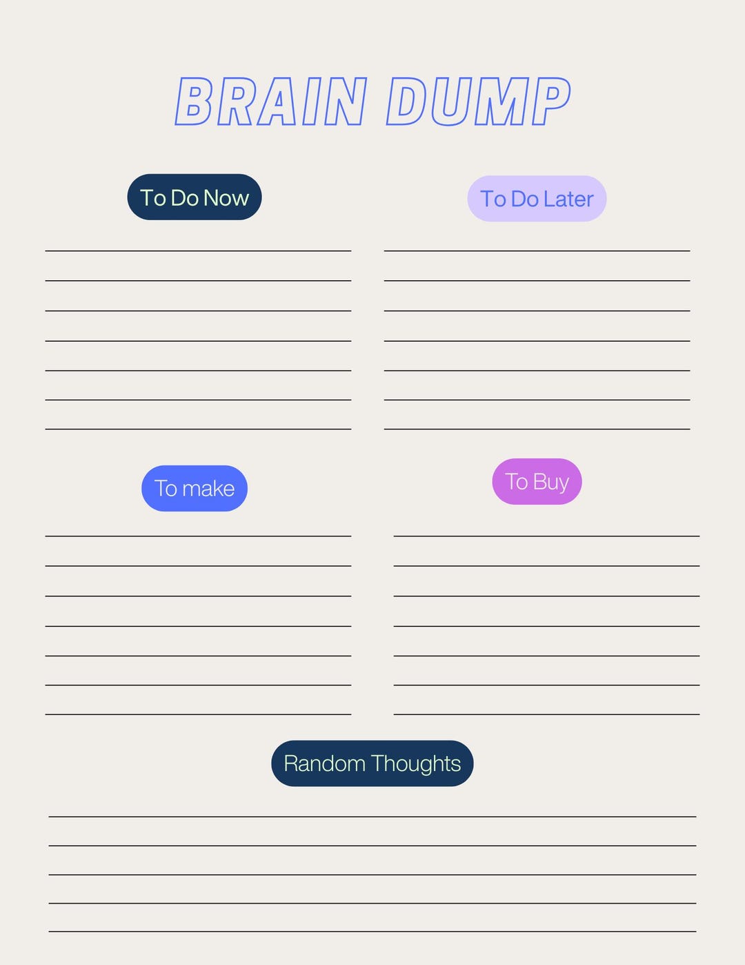 Brain Dump Printable Pdf Etsy