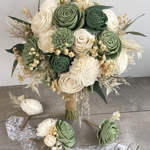 9 Pcs Package, Wedding Bouquet, Bridal Bouquet, Sola, Wedding Flower ...