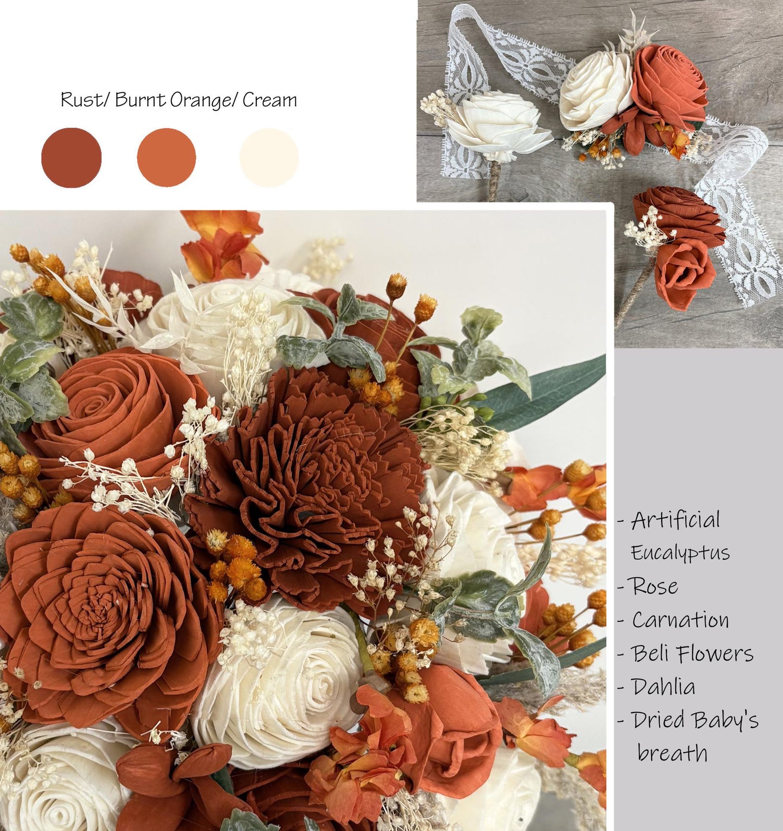 Wedding Bouquet Bridal Bouquet Bridesmaid Sola Flower Wedding Flower ...