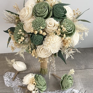 Wedding Bouquet, Bridal Bouquet, Sola Flower, Wedding Flower, Wooden ...