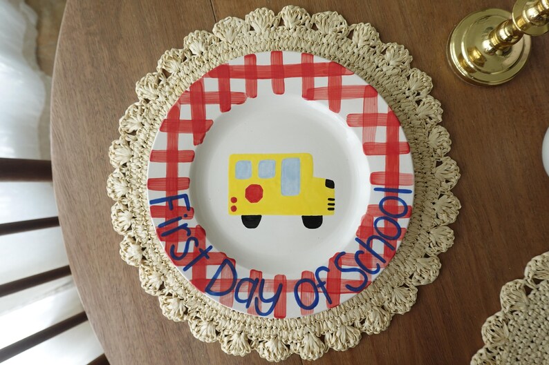 Personalized First Day of School Plate | Hand-painted Ceramic | Back to ...
