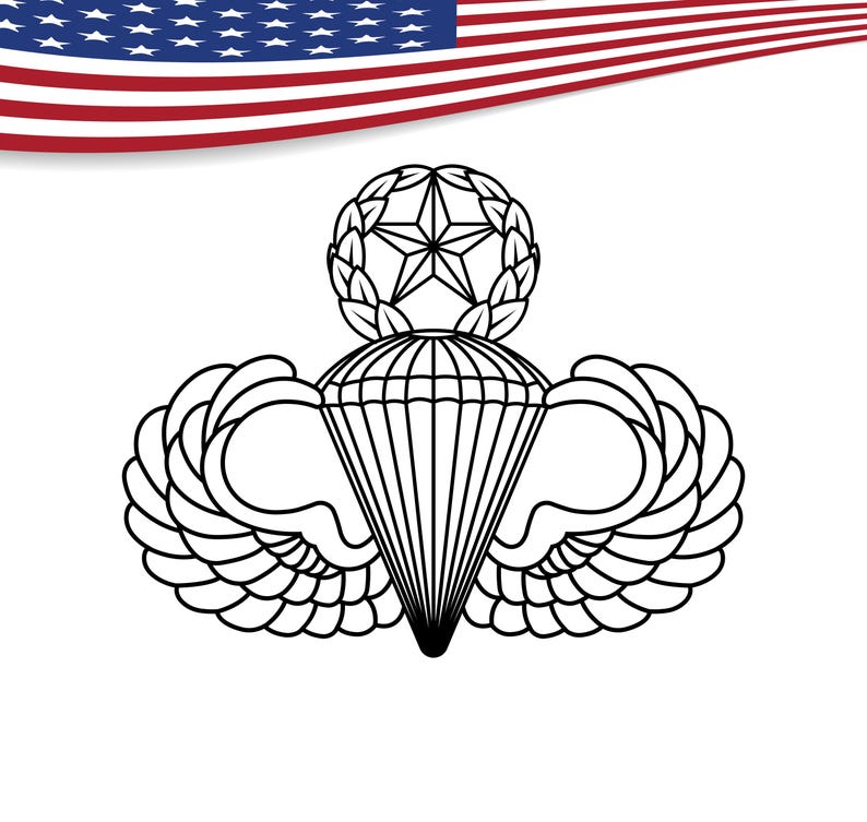 US Army Master Parachutist Badge Svg Vector, Eps, Pdf, Png , Jump Wings ...