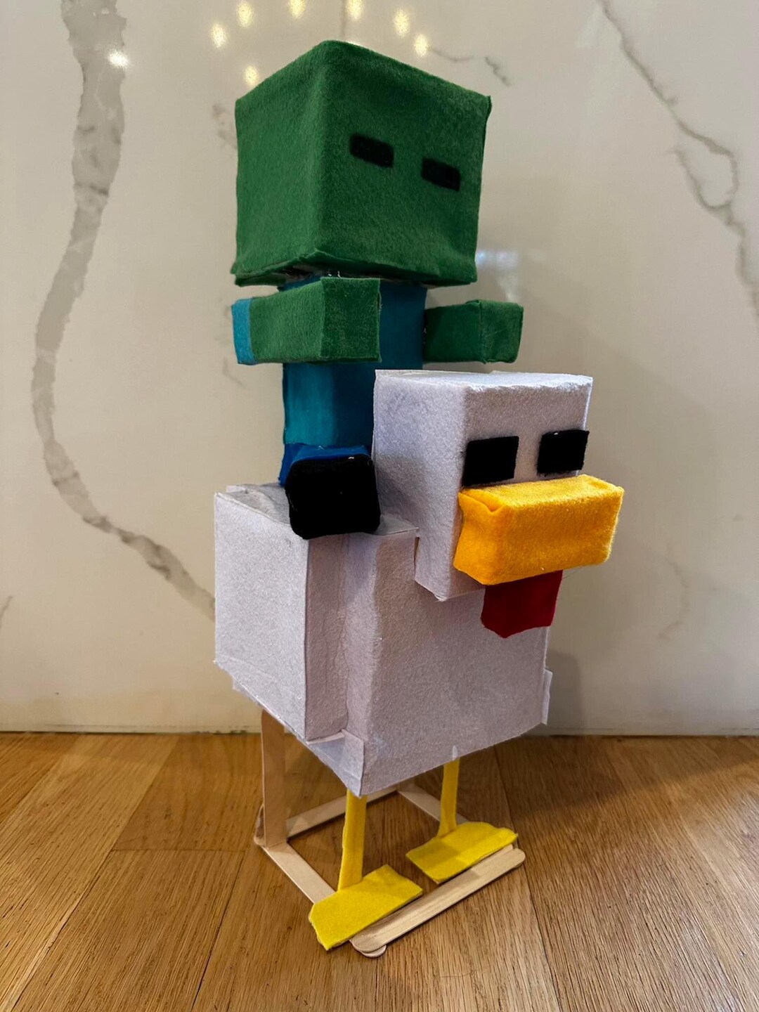 Handmade Minecraft Chicken Jockey Figurine 21" - Etsy