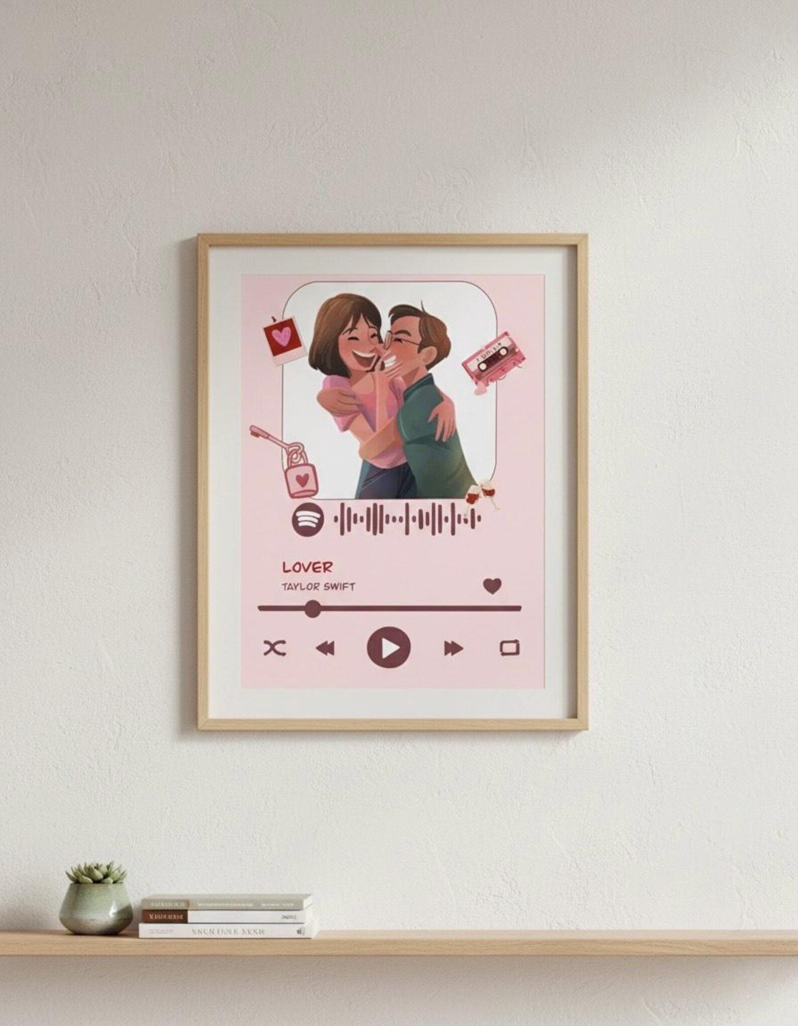 Custom Couple Portrait With Spotify Code: Personalized Song Art ...