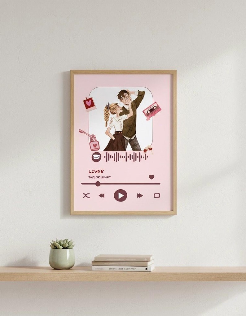 Custom Couple Portrait With Spotify Code: Personalized Song Art ...